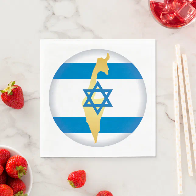 Israel Flag and Map Blue Star of David Emblem Napkins | Zazzle