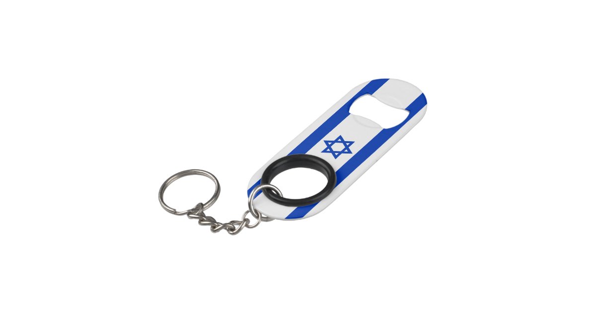 Israel flag blue and white patriotic modern keychain bottle opener | Zazzle