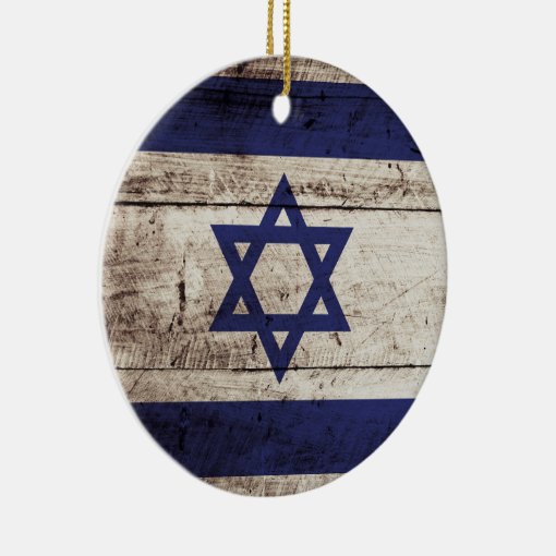 Israel Flag on Old Wood Grain Ceramic Ornament | Zazzle