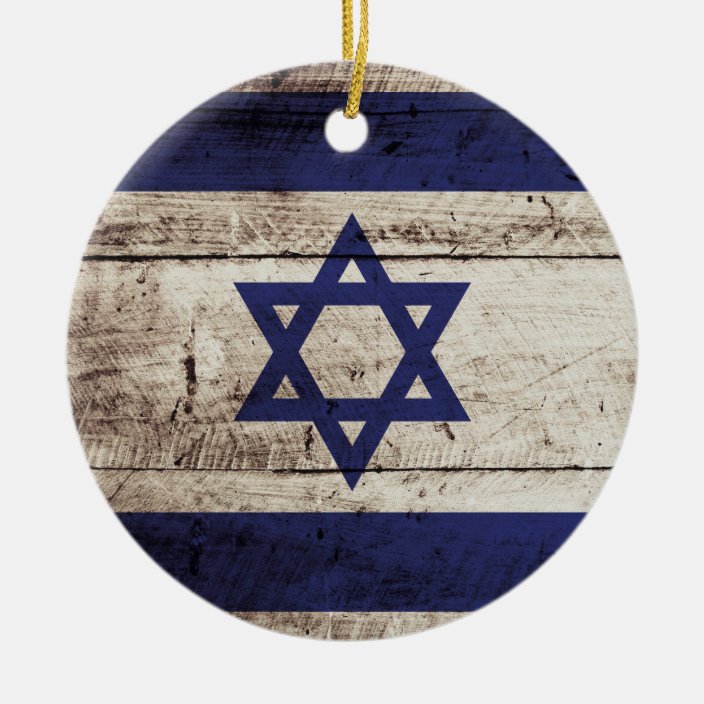Israel Flag on Old Wood Grain Ceramic Ornament | Zazzle.com