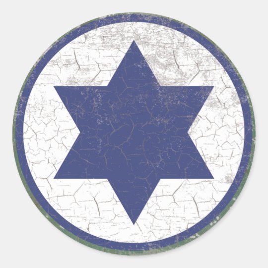 Israeli Blue Star Air Force Roundel Rustic Classic Round Sticker ...