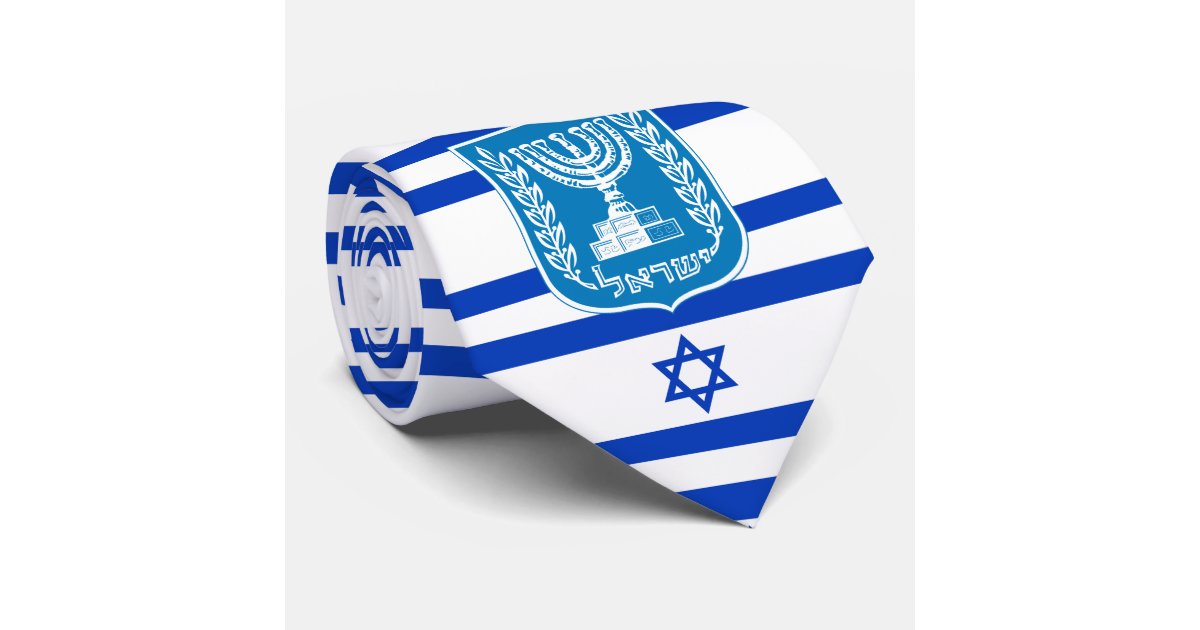 Israeli Flag & National Emblem, Flag of Israel Neck Tie | Zazzle
