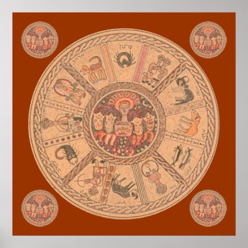 Israeli Hebrew Zodiac Wheel Poster | Zazzle