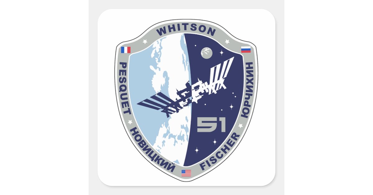 ISS Expedition 51 Patch Logo Square Sticker | Zazzle