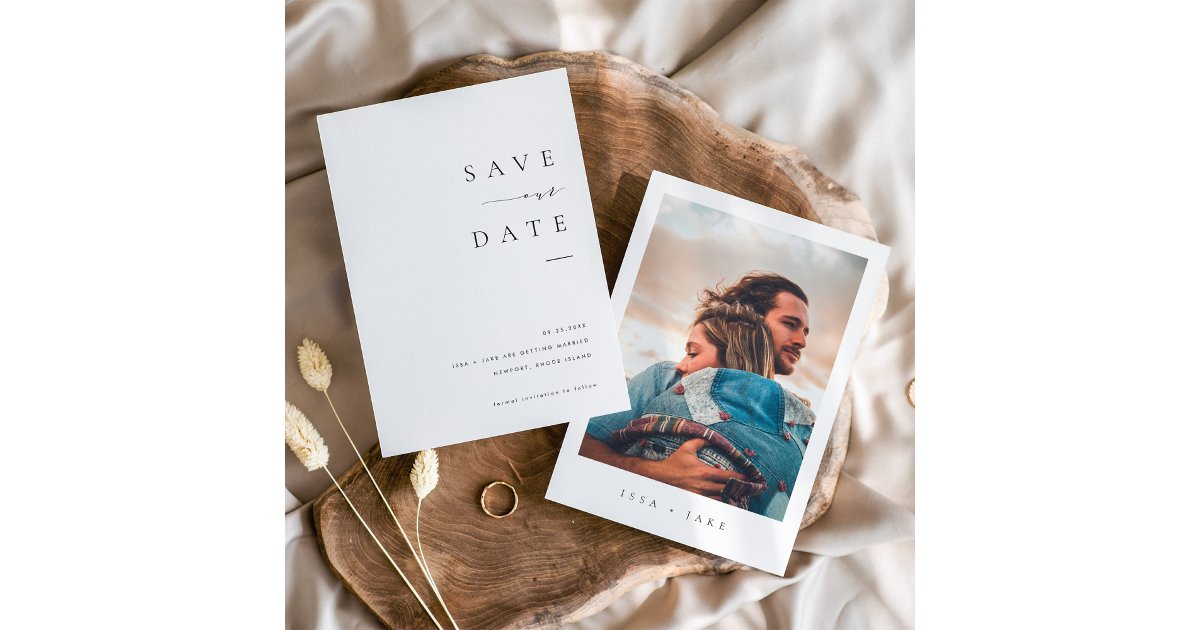 ISSA Elegant Save the Date Invite with Photo | Zazzle