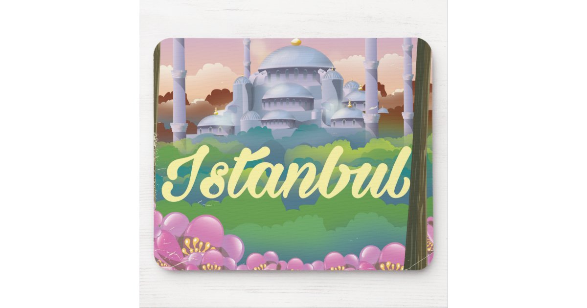 Istanbul blue mosque travel poster mouse pad | Zazzle
