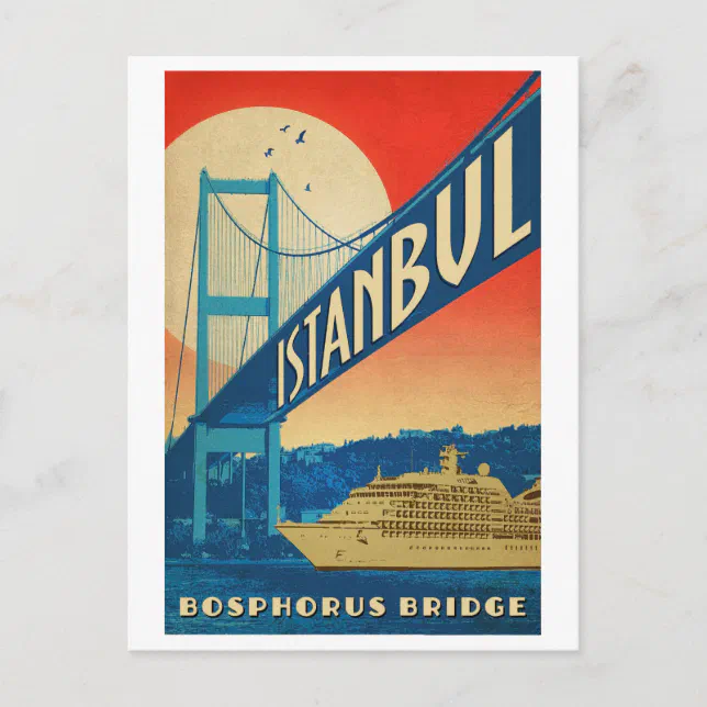 Istanbul, Turkey, Bosphorus bridge,tourist cruiser Postcard | Zazzle
