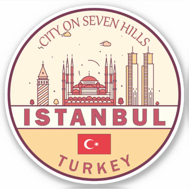 Istanbul Turkey City Skyline Emblem Sticker | Zazzle