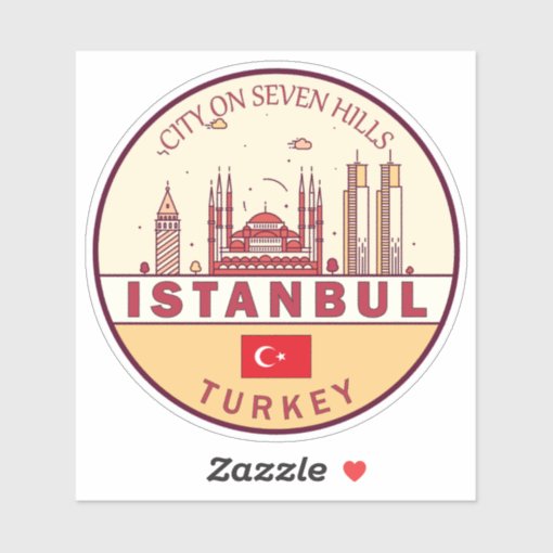 Istanbul Turkey City Skyline Emblem Sticker | Zazzle