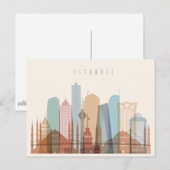 Istanbul, Turkey | City Skyline Postcard | Zazzle