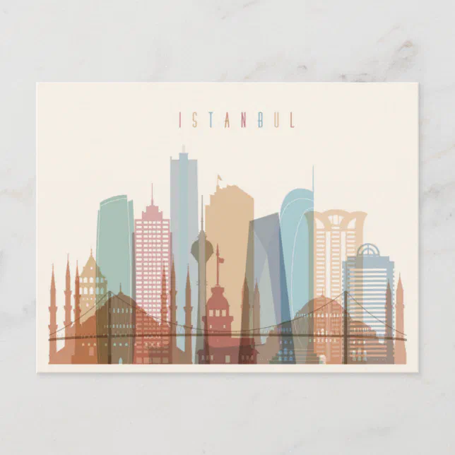 Istanbul, Turkey | City Skyline Postcard | Zazzle