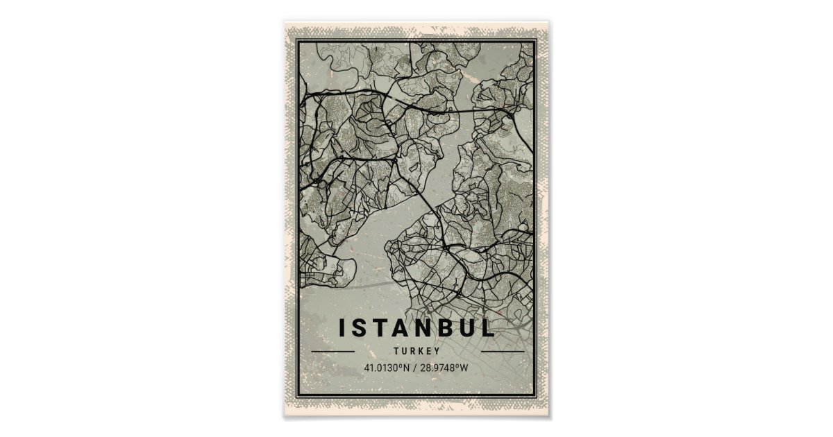 Istanbul turkey map print poster canvas | Zazzle