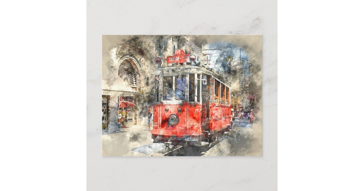 Istanbul Turkey Red Trolley Postcard | Zazzle