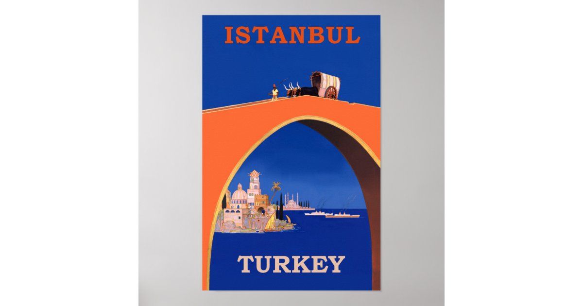 Istanbul, Turkey retro travel poster | Zazzle