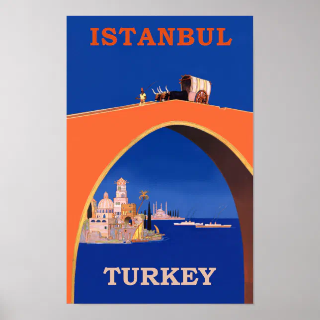 Istanbul, Turkey retro travel poster | Zazzle