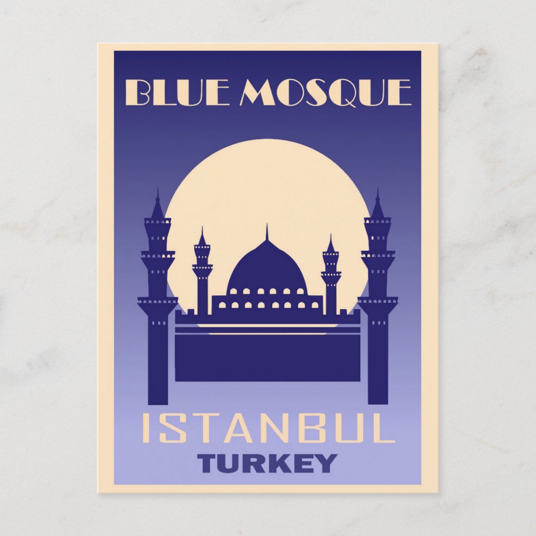 Istanbul Turkey Vintage Blue Mosque Travel Postcard | Zazzle