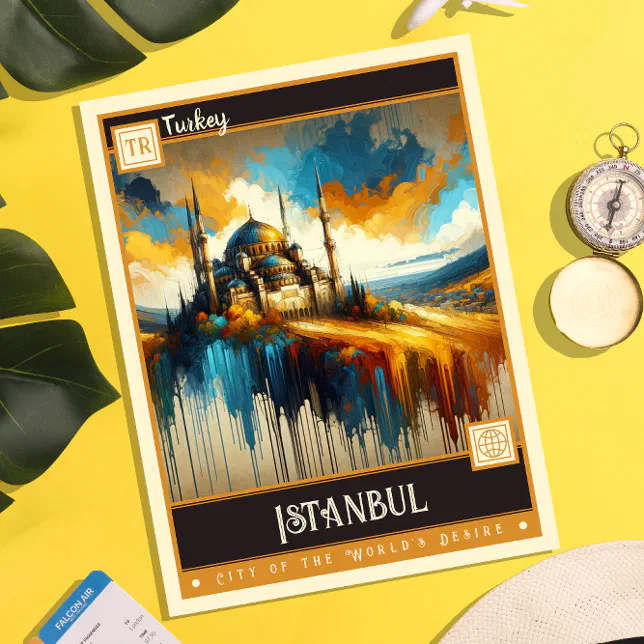 Istanbul, Turkey | Vintage Painting Postcard | Zazzle