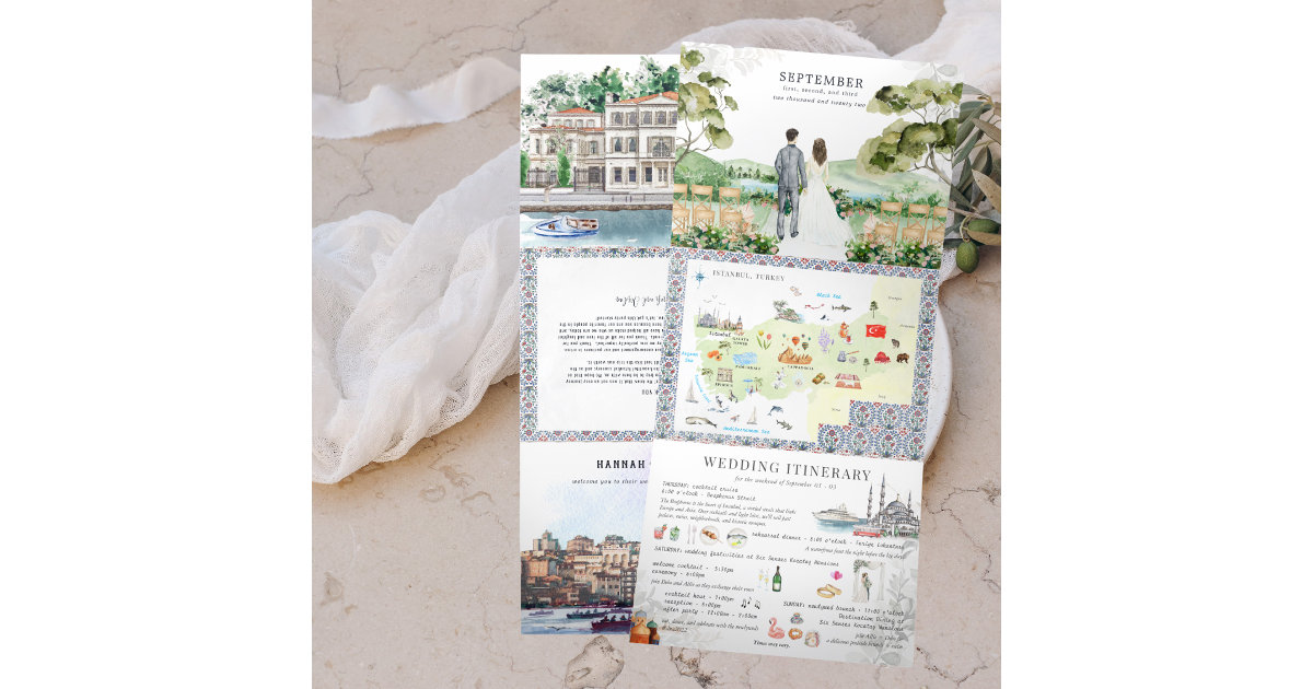 Istanbul, Turkey Wedding | Tri-Fold Invitation | Zazzle