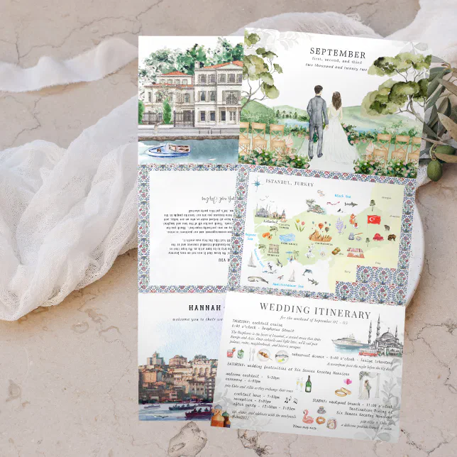 Istanbul, Turkey Wedding | Tri-Fold Invitation | Zazzle