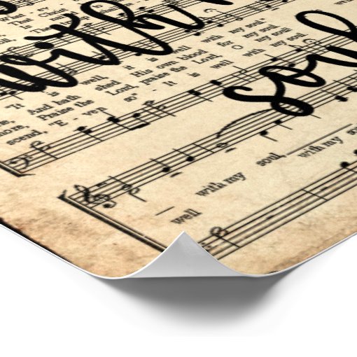 It is Well Vintage Scripted Hymn Poster | Zazzle