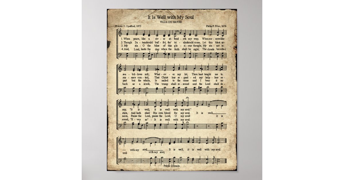 It is Well With My Soul Vintage Hymn Poster | Zazzle