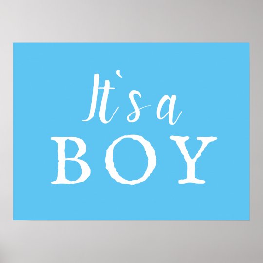 It`s a Boy Blue Typography Baby Shower Sign | Zazzle.com