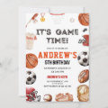 It’s Game Time Birthday Basketball Football Sports Invitation | Zazzle