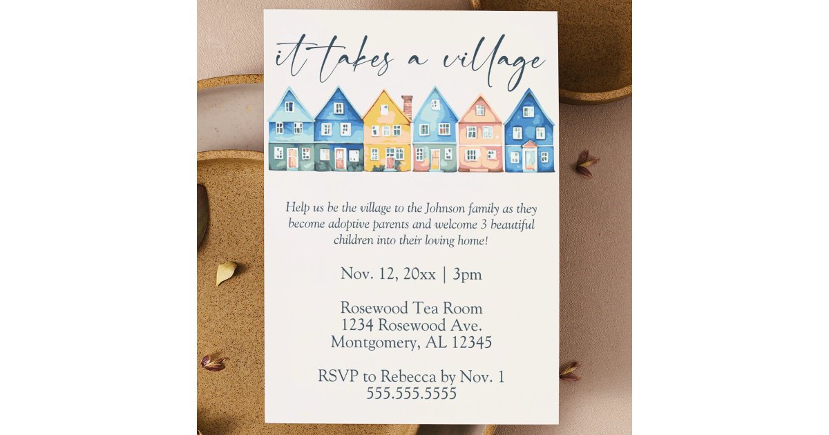 "It Takes a Village" Adoption Foster Care Shower Invitation | Zazzle