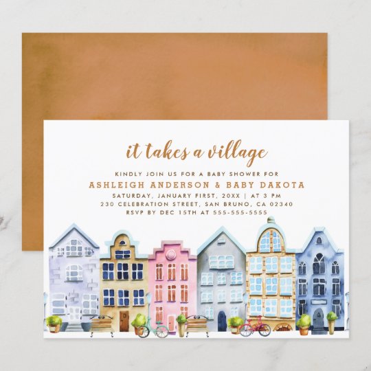 It Takes A Village Gender Neutral Baby Shower Invitation | Zazzle.com
