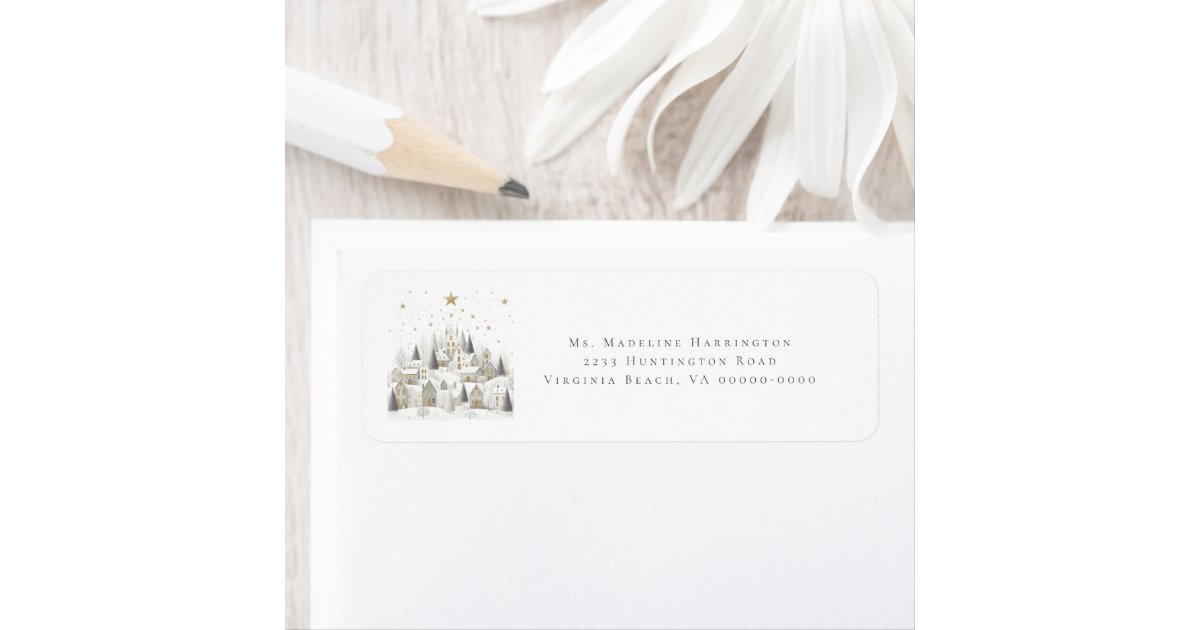 It Takes a Village Snowy Whimsical Baby Shower Label | Zazzle