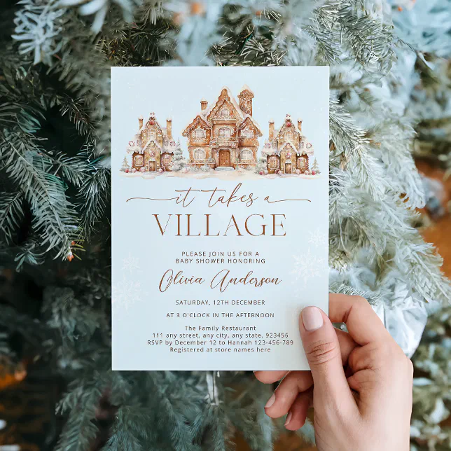 It Takes a Village Winter Boy Baby Shower Invitation | Zazzle