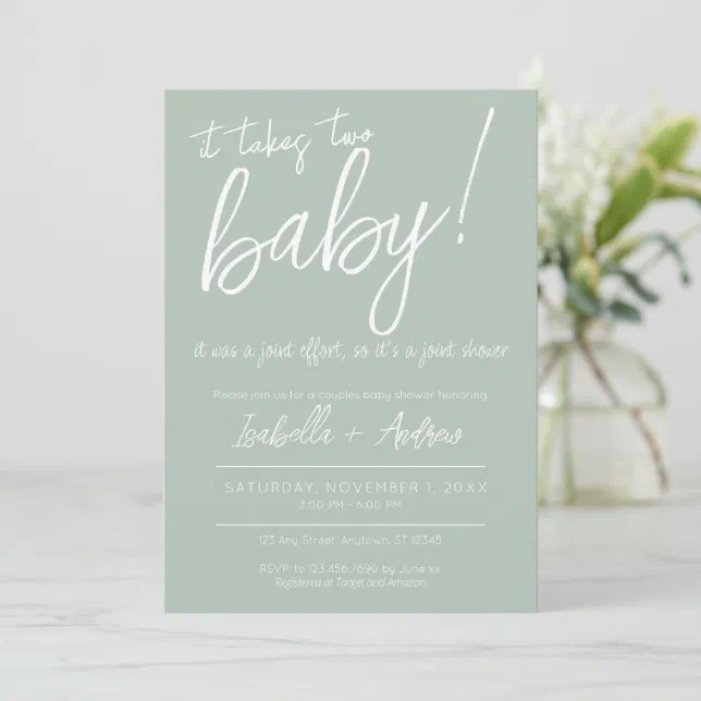 It Takes Two Joint Effort Joint Co-ed Baby Shower Invitation | Zazzle