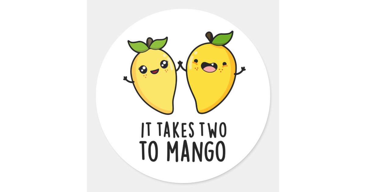 It Takes Two To Mango Funny Dancing Fruit Pun Classic Round Sticker | Zazzle