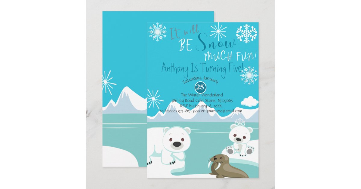 It Will Be Snow Much Fun Birthday Invitation | Zazzle