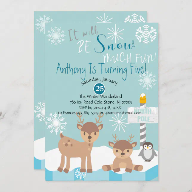It Will Be Snow Much Fun Birthday Invitation | Zazzle