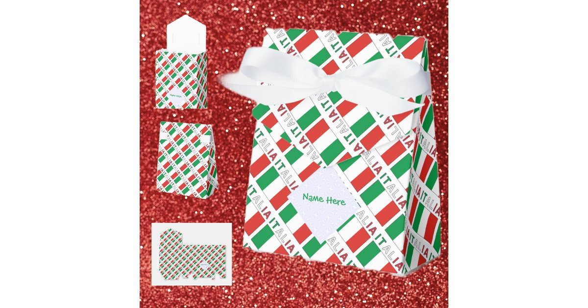 Italia e Bandiera Italiana Tiled Green Personalize Favor Boxes | Zazzle