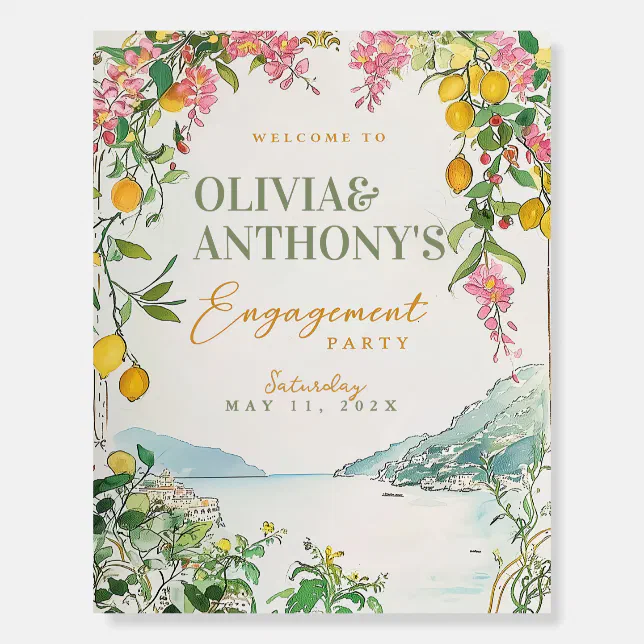 Italian Amalfi Coast Wedding Welcome Sign Lemon | Zazzle