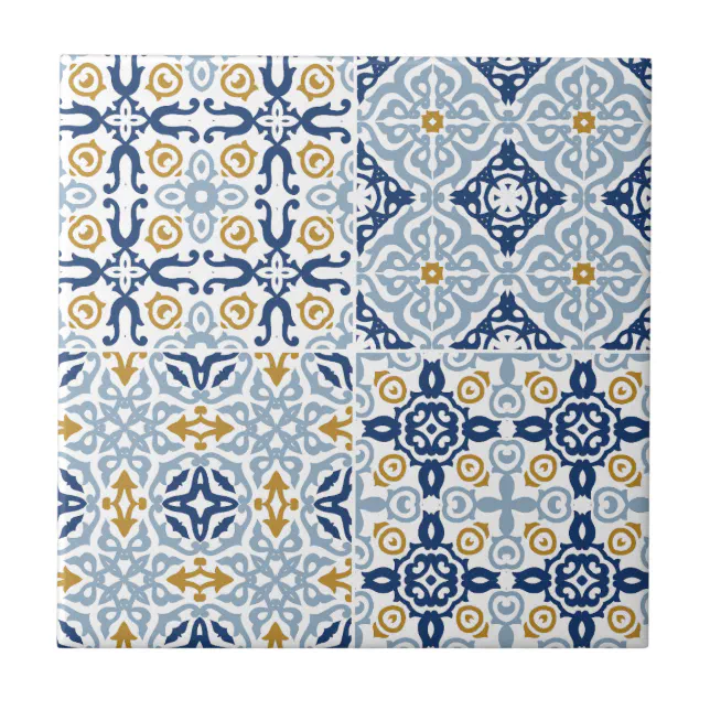 Italian Amalfi Tile Blue Yellow Ceramic Tile | Zazzle