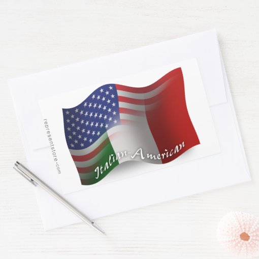 Italian-American Waving Flag Rectangular Sticker | Zazzle