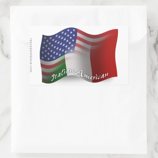 Italian-American Waving Flag Rectangular Sticker | Zazzle