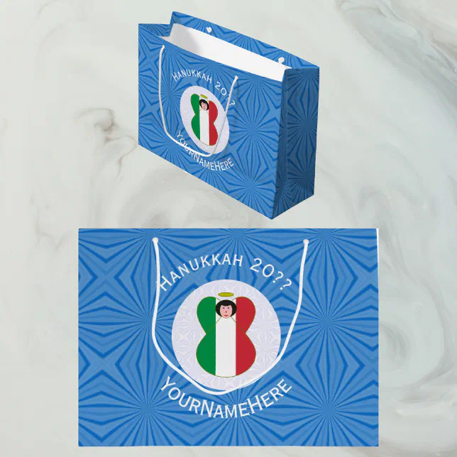 Italian Angel Flag for Hanukkah Large Gift Bag | Zazzle