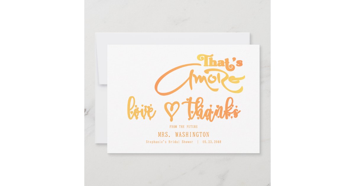 Italian Aperol Cocktail That's Amore Bridal Shower Thank You Card | Zazzle