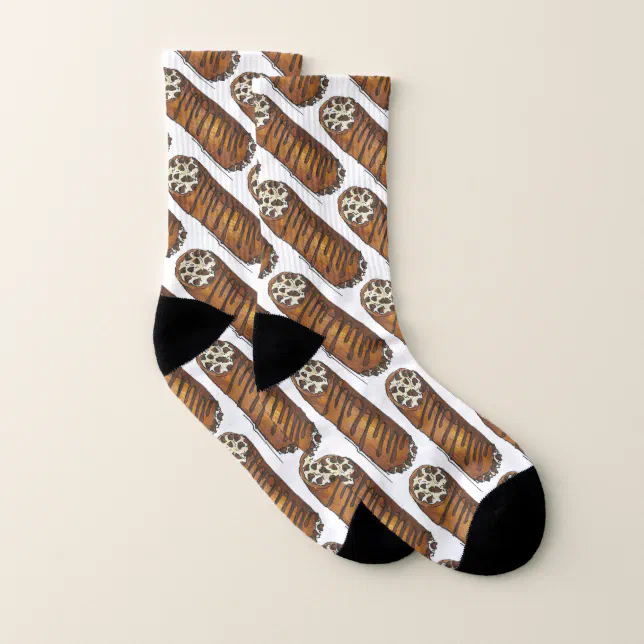 Italian Bakery Chocolate Chip Cannoli Pastry Socks | Zazzle