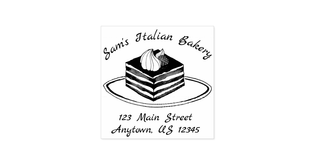 Italian Bakery Tiramisu Pastry Dessert Address Rubber Stamp | Zazzle