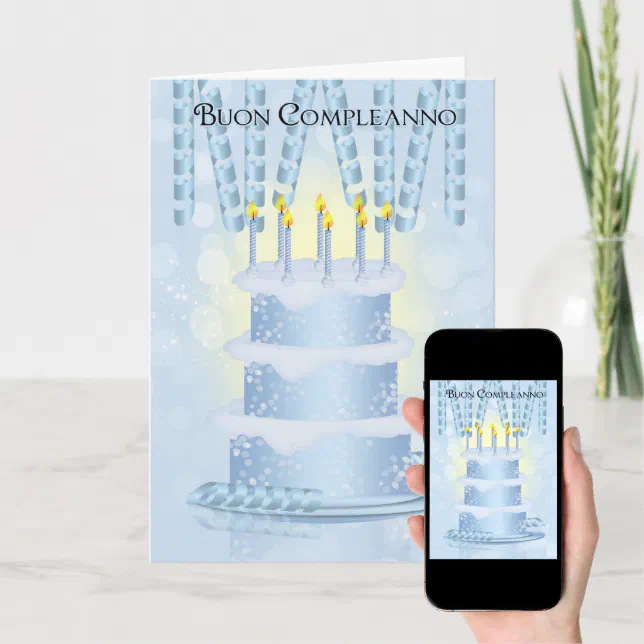 Italian Birthday Cake And Candles Card | Zazzle