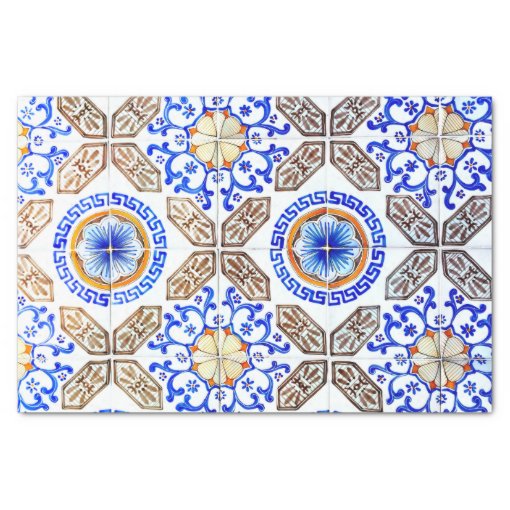 Italian Blue Mosaic Tissue Paper | Zazzle
