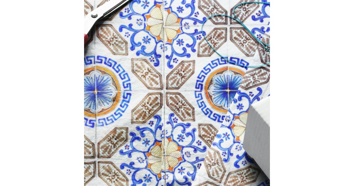 Italian Blue Mosaic Tissue Paper | Zazzle