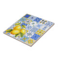 Italian Blue Pattern Lemon Summer Bridesmaid Gift Ceramic Tile | Zazzle