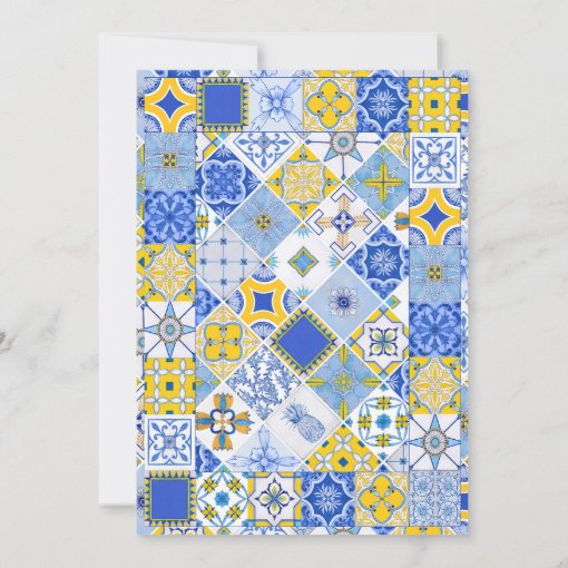 Italian Blue Tiles Lemon Summer Bridal Shower Invitation | Zazzle