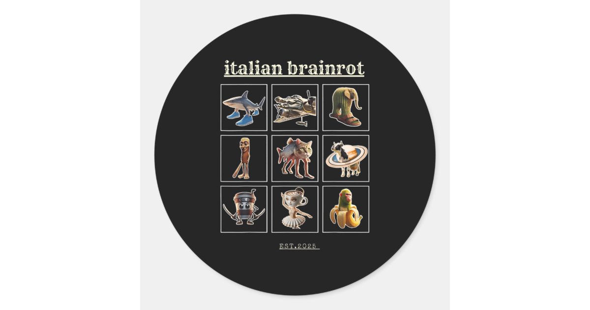 Italian Brainrot Characaters Meme Gen Z Funny Humo Classic Round ...